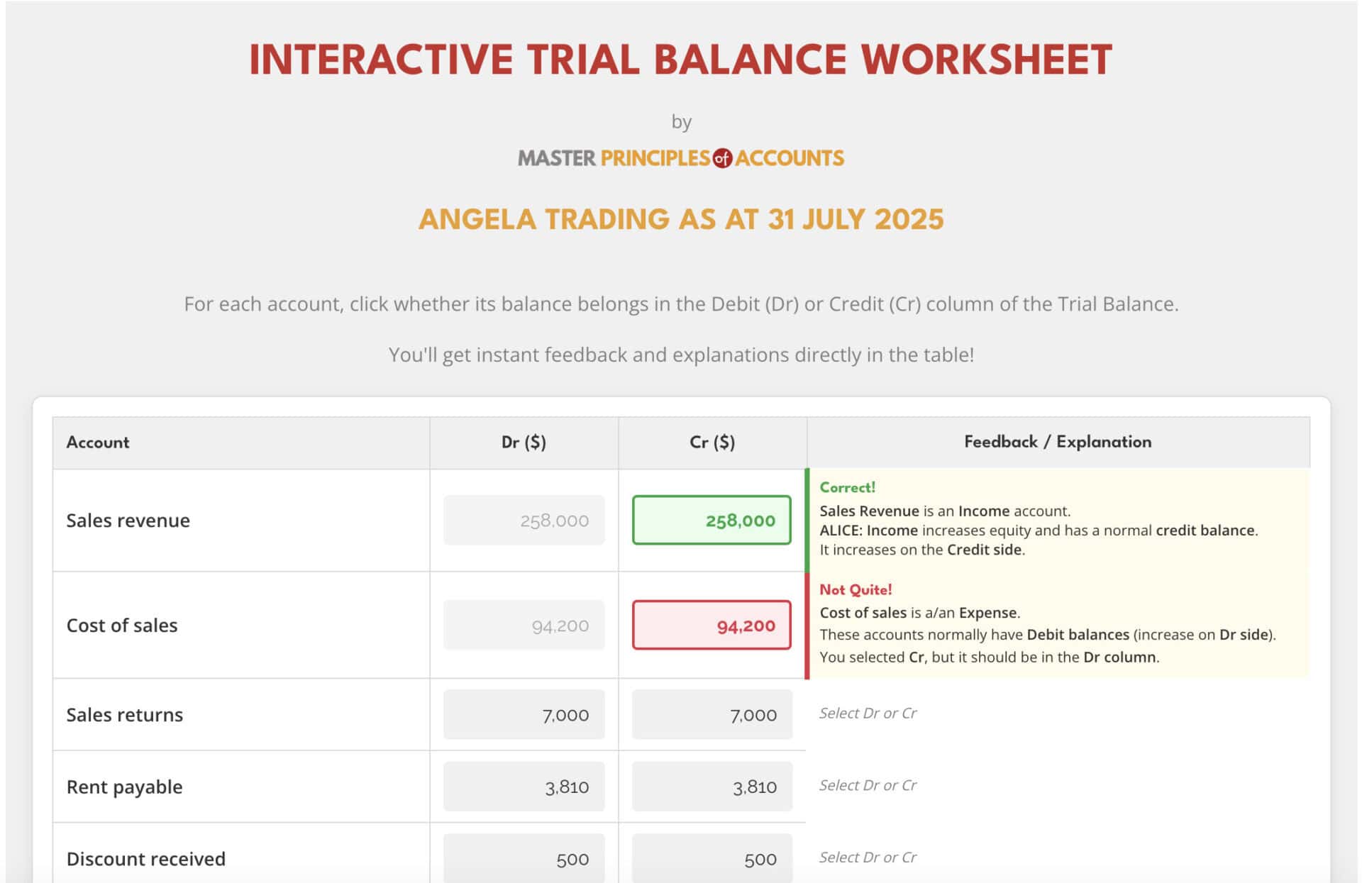 TBFS Exercises - Master Principles of Accounts